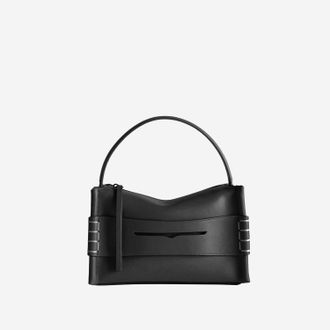 J.W.Anderson Womens Small Leather Loafer Bag With Logo Black Shoulder