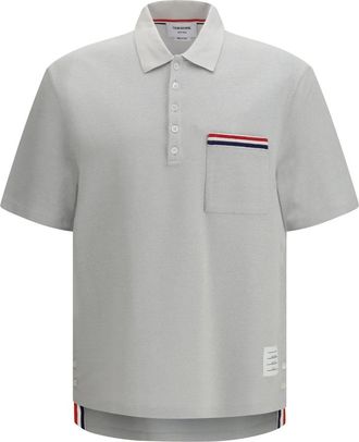 Thom Browne Kurzarm-Polo mit Brusttasche - - Tops - Herren - Grau - XL