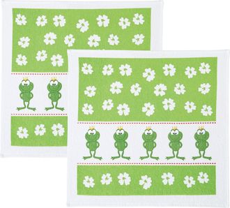 Kracht Kracht Frottier-Geschirrtuch 2er-Pack Baumwolle Frösche Größe 50x50 cm