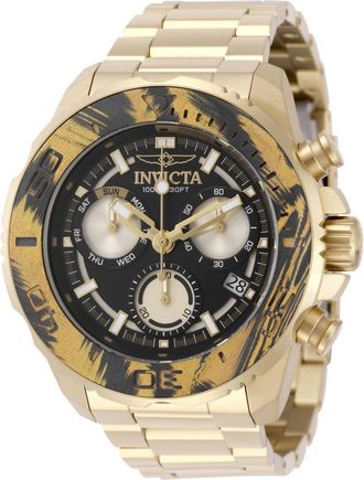 Invicta Carbon Hawk 51078 Herrenuhr - Quarzwerk - Edelstahl mit schwarzem Zifferblatt - 48 mm