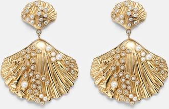 Sydney Evan Ohrringe Scallop Shell mit 14kt Gelbgold (585/1000) mit Diamanten und Perlen