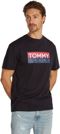 Tommy Jeans Herren T-Shirt Kurzarm Regular Fit Rundhalsausschnitt, Schwarz (Black), M