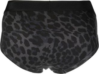 Tom Ford Leopard Print Cotton Briefs - Black