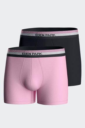 Eden Park Lot De Deux Boxers En Jersey De Coton Stretch Marine Et Rose &Agrave; Ceinture Tricolore