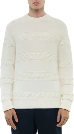 Fursac Pull col rond torsad&eacute; en laine et coton - Taille XXL - Homme