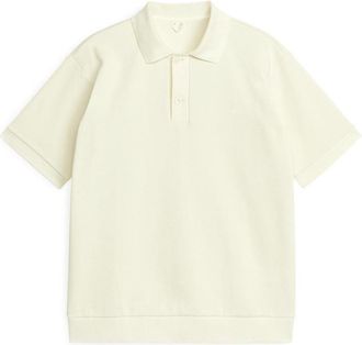 Arket Strukturiertes Polohemd -Wei&szlig;