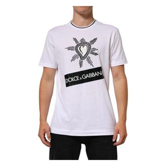 Dolce & Gabbana Wei&szlig;es T-Shirt mit grafischem Heiligenherz - - Tops - Herren - Wei&szlig; - XL