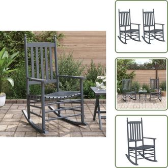 vidaXL Schaukelst&uuml;hle mit Gebogenen Sitzen 2 Stk. Grau Pappelholz - Holz Gartenm&ouml;bel - Gartenstuhl - Schaukelstuhl - Outdoor M&ouml;bel - Balkonm&ouml;bel - The