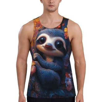 Generic D&eacute;bardeur respirant &agrave; s&eacute;chage rapide sans manches pour homme pour entra&icirc;nement &agrave; la plage S &agrave; 4XL, Fleurs paresseux mignons 2, XXL