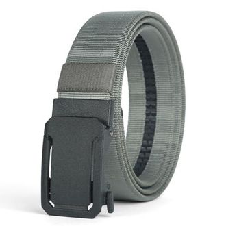 Generic Ceinture tactique en nylon double couche &eacute;paisse avec boucle automatique, ceinture &agrave; cliquet en nylon sans trous r&eacute;glable, gris, 120 cm