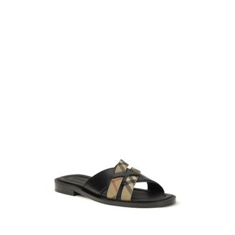 Burberry Mens Black Calf Leather Bos Taurus Flat Sandals