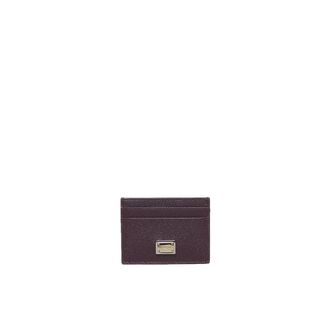 Dolce & Gabbana Femme, Accessoires, Violet, Taille: ONE Size Porte-cartes en cuir de veau avec plaque de logo
