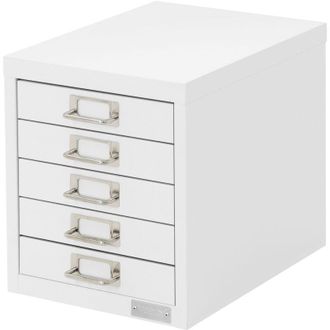 ML Design Ml-design - Armoire à Dossiers avec 5 Tiroirs, avec Porte-Étiquette, 28x38x33 cm, Blanche, en Acier, Classeur pour Documents Format A4, Meuble de