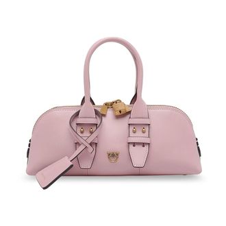 Pinko Pinko, Femme, Sacs, Rose, Taille: ONE Size Love Birds Bowling Leather Handbag