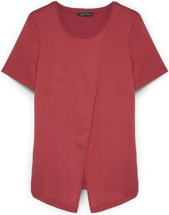 Fiorella Rubino Femme, Tops, Rouge, Taille: 36 FR T-shirt bi-mati&egrave;re avec d&eacute;tail portefeuille