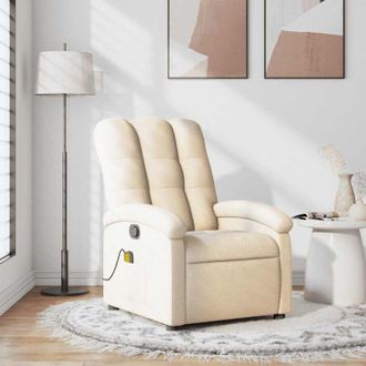 vidaXL Vidaxl - Fauteuil de massage inclinable Cr&egrave;me Tissu