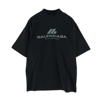 Balenciaga Baumwoll Logo T-Shirt - - Tops - Damen - Schwarzk - XS