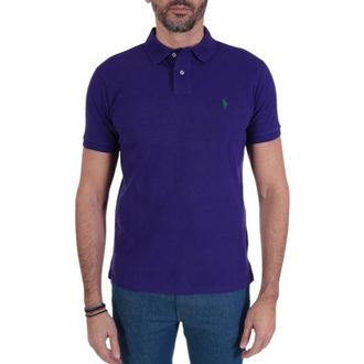 Ralph Lauren Homme, Tops, Violet, Taille: XL Polo en piqu&eacute; coupe ajust&eacute;e personnalis&eacute;e
