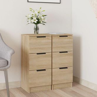 vidaXL Buffets 2 pcs Ch&ecirc;ne Sonoma 30x30x70 cm Bois ding&eacute;nierie Vidaxl