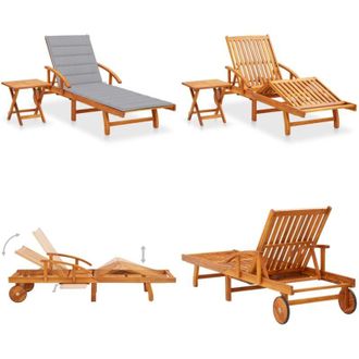 vidaXL Vidaxl - Sonnenliege mit Tisch und Auflage Akazie Massivholz - Sonnenliege - Gartenm&ouml;bel - Holz-Sonnenliege - Liege - Outdoor M&ouml;bel - Home & Living