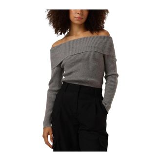 Minus Fame Off Shoulder Strickpullover - - Knitwear - Damen - Grau - 2XL