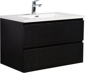 Badplaats Badezimmer Badm&ouml;bel-Set Angela 80cm - Schwarz Holz - Unterschran