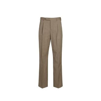 PT01 Pantalon &agrave; plis en coton et laine vierge
