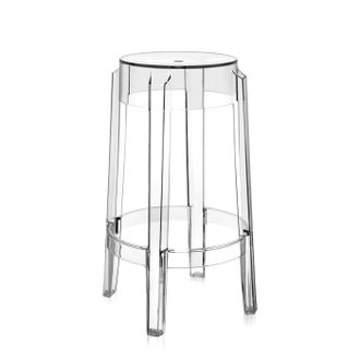 Kartell Charles Ghost, Hocker Medium, H. 65 cm, Glasklar, 2er-Satz