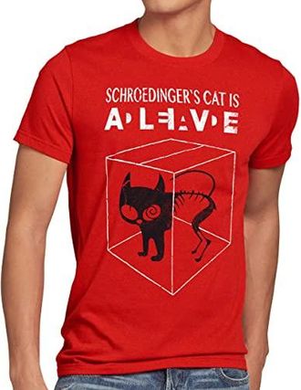 style3 Chat de Schrödinger T-Shirt Homme, Taille:XL;Couleur:Rouge