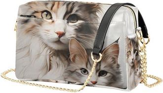 Mnsruu Sacs à bandoulière pour femme, sac à main en cuir avec imprimé portrait de chat