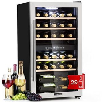 Klarstein Klarstein Cave a Vin, Réfrigérateur à Vin Double Zone avec Porte en Verre, Cave à Vin de Vieillissement, Prosecco, Bière, Ecran Tactile, Réfrigérateur