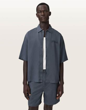 AllSaints Circe - Chemise &agrave; manches courtes - Bleu pierre de lune