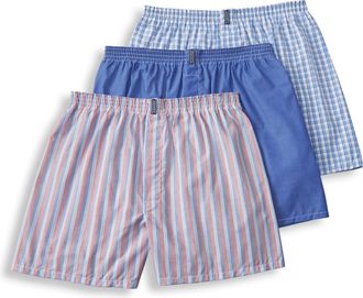 Jockey Mens Underwear Classics Full Cut Boxer - 3 Pack (2XL (Waist 44-46), Red Stripe/Blue Chambray/Sky Blue Small Plaid)