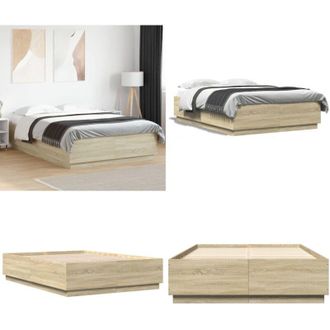 vidaXL Bettgestell Sonoma-Eiche 120x200 cm Holzwerkstoff - Holzbettfassungen - Betten Gestellen - Doppelbett - Eiche M&ouml;bel - Schlafzimmer Dekoration - Home