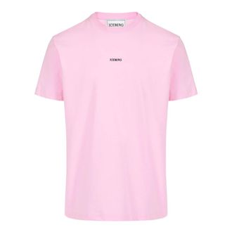 Iceberg Homme, Tops, Rose, Taille: S T-shirt rose en jersey de coton &agrave; la coupe classique regular avec logo brod&eacute;