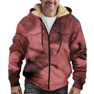 Generic Sweat à capuche en polaire avec fermeture éclair intégrale pour homme - Doublure chaude - Veste à capuche douce dhiver décontractée avec cordon de ser