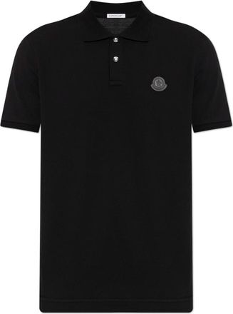 Moncler Homme, Tops, Noir, Taille: S Polo en Piqu&eacute; de Coton avec &Eacute;cusson Logo