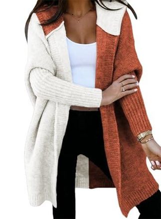 Generic Tenues dautomne 2025 pour femmes - Ouvert sur le devant et manches longues - Cardigan en tricot - Manteau dextérieur ample pour lhiver, marron, XL