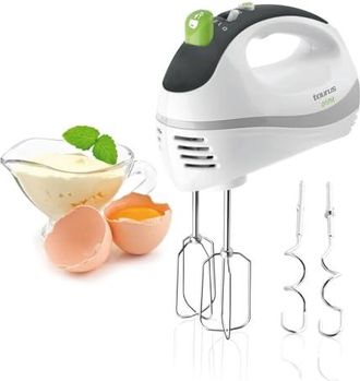 Taurus Handmixer | elektrisch | 300 W | 5 Geschwindigkeitsstufen | Turbofunktion | 2 verschiedene Aufsätze | Knethaken und Rühraufsätze abnehmbar | spülmasch