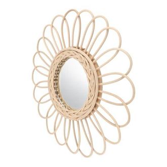 Cabilock Miroir D&eacute;coratif Rotin Tiss&eacute; 40 Cm Miroir Mural Rond pour Salon Entr&eacute;e Salle De Bain D&eacute;coration Murale Nordique &Eacute;l&eacute;gante