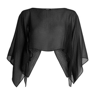 Balmain Top de Plage Monogramme en Mousseline - Femme - Blouses et Chemises - Noir - Taille: 38/40 FR