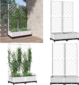 vidaXL Vidaxl - Jardini&egrave;re avec treillis Blanc 80x40x121,5 cm pp - Jardinierre Murale - Pot Plante Grimpante - Support Vignes - Pot Fleuri Ext&eacute;rieur