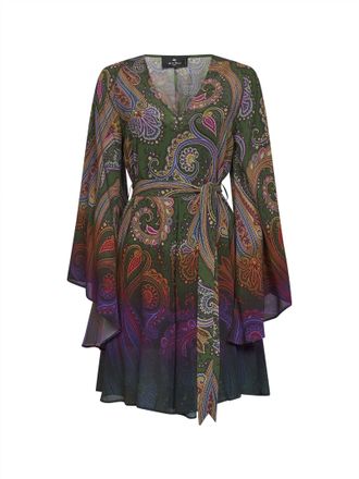 Etro Paisley Print Cr&ecirc;pe de Chine Mini Dress - Multicolor