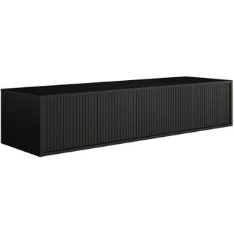 Vente-Unique Vente-Unique - Meuble sous vasque suspendu noir 150 cm - 2 tiroirs - MDF rainur&eacute; - &Eacute;co-responsable - &Agrave; suspendre - Finition mate