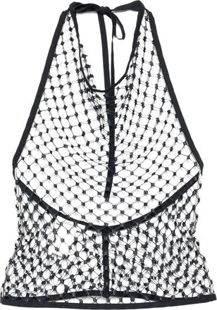 Christophe Lemaire haut en résille à dos nu - Bleu