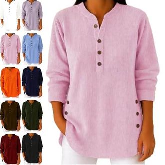Generic Pull d&eacute;contract&eacute; en tricot ample &agrave; col rond et manches longues pour femme - Couleur unie, rose, XXL