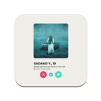 Fabulous Untersetzer aus Kork - Sadako Yamamura Social Netzwerk Treffen Manga Anime Comics - 1 Stück (95 x 95 mm)