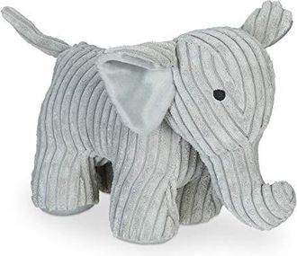 Relaxdays Türstopper Elefant, Stoff, für Boden, mit Sand gefüllt, innen, Türpuffer Tier, H: 22 cm, weich, schwer, grau