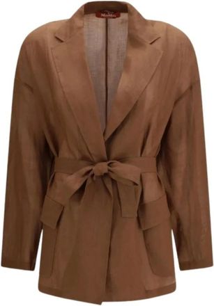 Max Mara Femme, Vestes, Brun, Taille: 38 FR Veste en toile de ramie