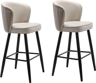 Generic Barhocker-Set (2er-Set), Tresenhocker mit Armlehnen und R&uuml;ckenlehne, Hochst&uuml;hle mit Sitzfl&auml;che aus PU-Leder f&uuml;r die K&uuml;che